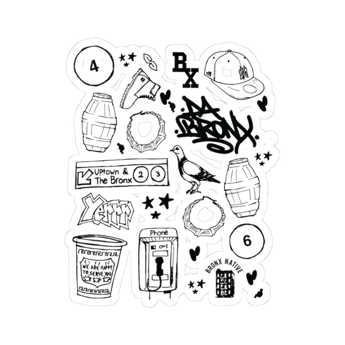 Bronx Starter Pack Icons (Black) Sticker – Bronx Native Shop