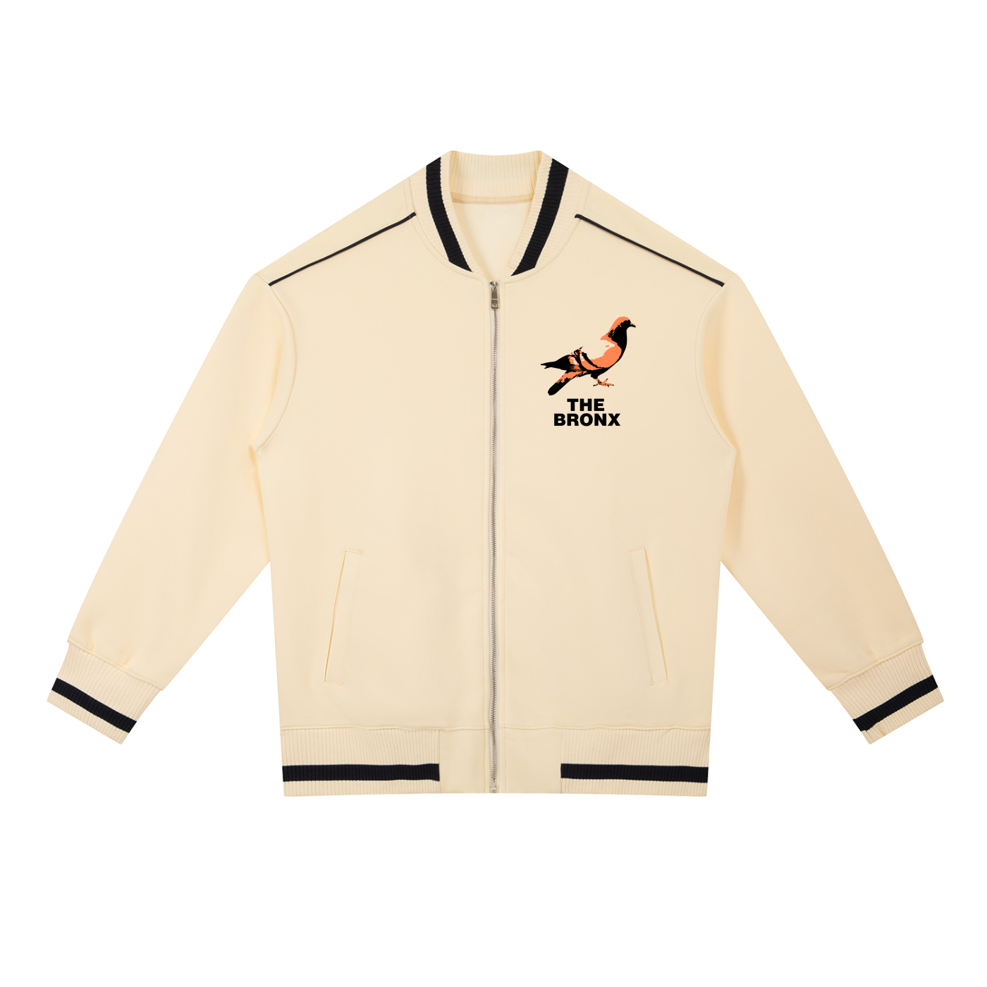 Bronx Pidgeon Contrast Piping Zip Bomber Jacket – Bronx Native Shop