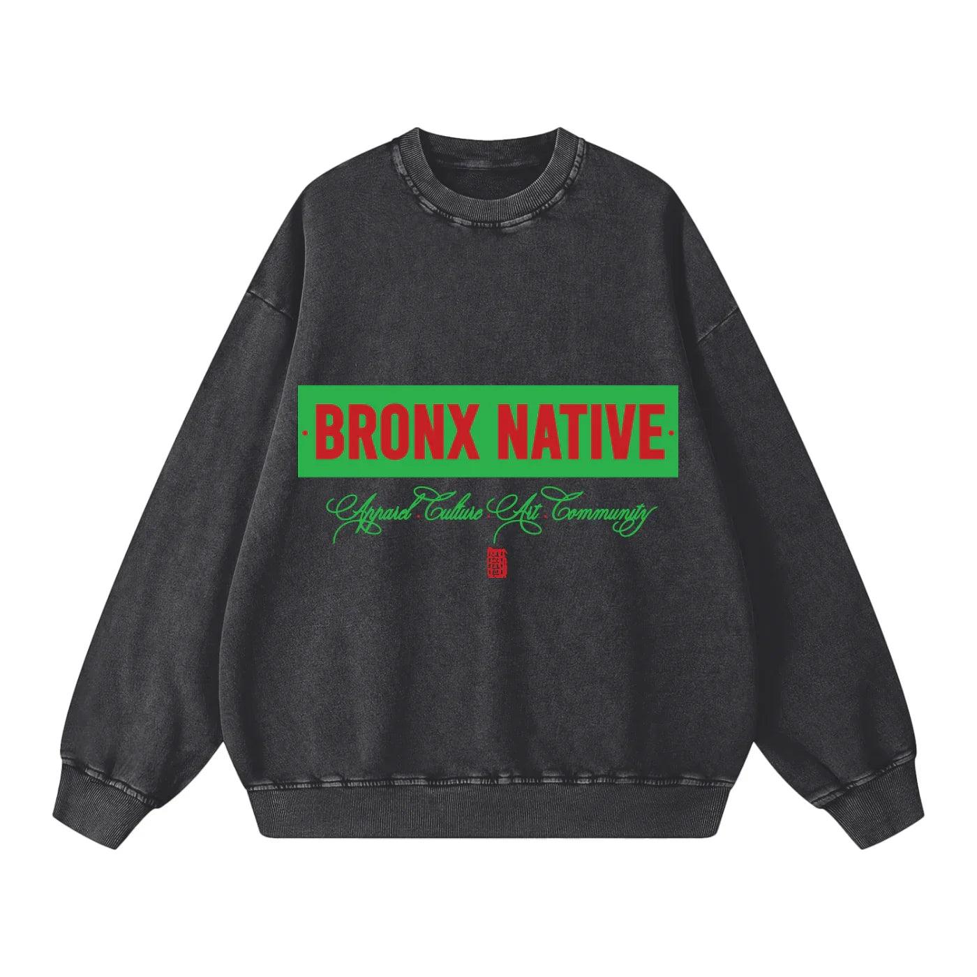 Bronx Native Apparel Art Community Snow Washed Oversized Sweatshirt ...